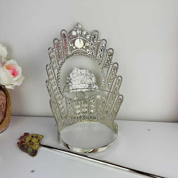 Other | Real Beauty Queen Pageant Big Rhinestone Tacos Sparkle Crown ...